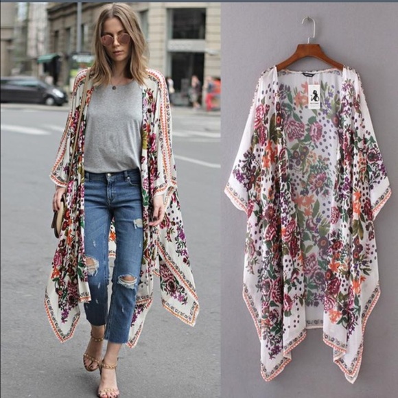 Jackets & Coats | Amazing Boho Vibes Festival Long Kimono Duster Cape ...